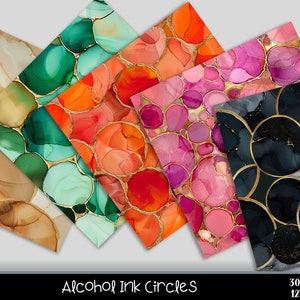 Alcohol Ink Circles SEAMLESS Patterns, Colorful Alcohol Ink Digital ...