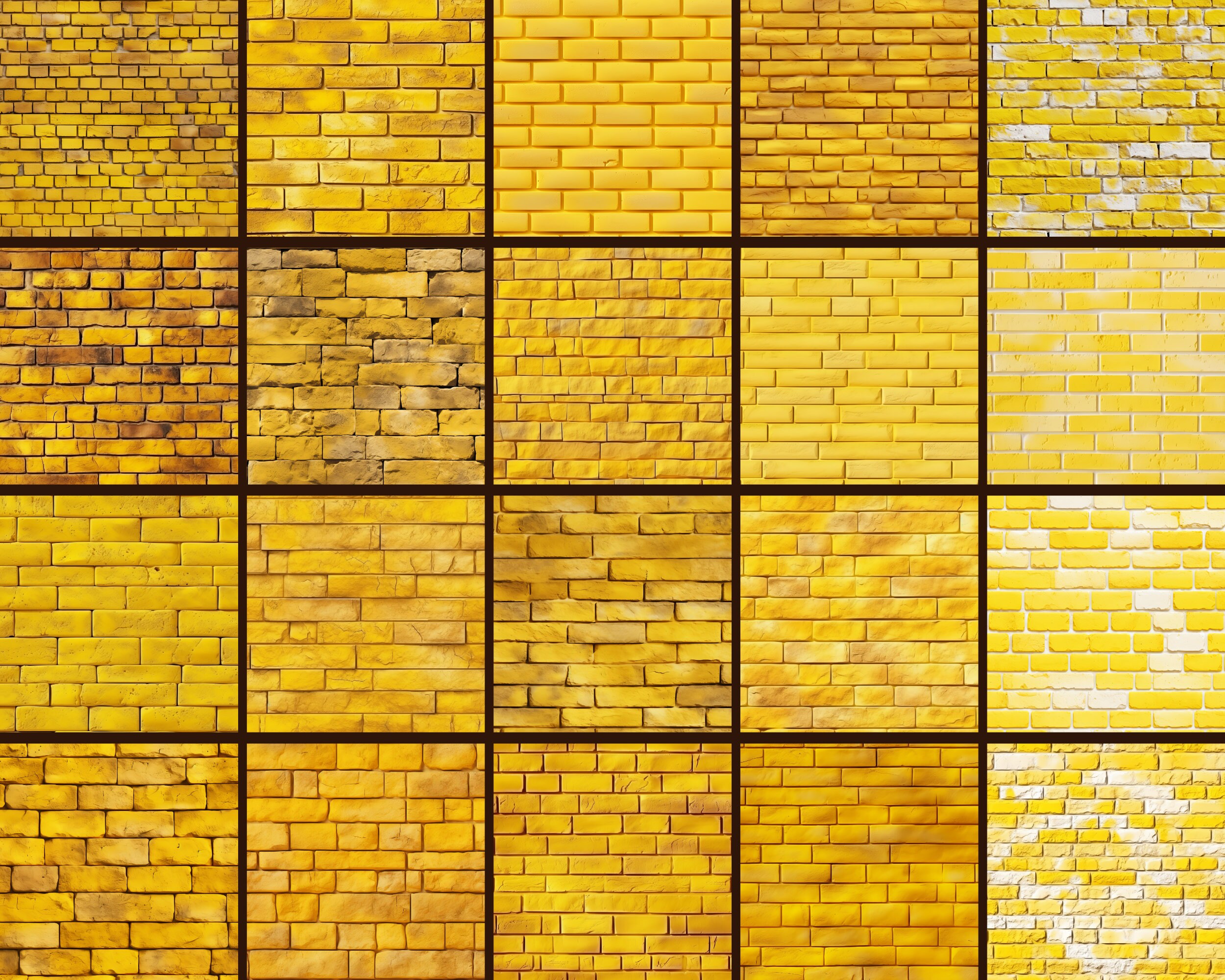 Yellow Brick Textures Seamless Digital Paper, Rustic Brick Wall Pattern ...