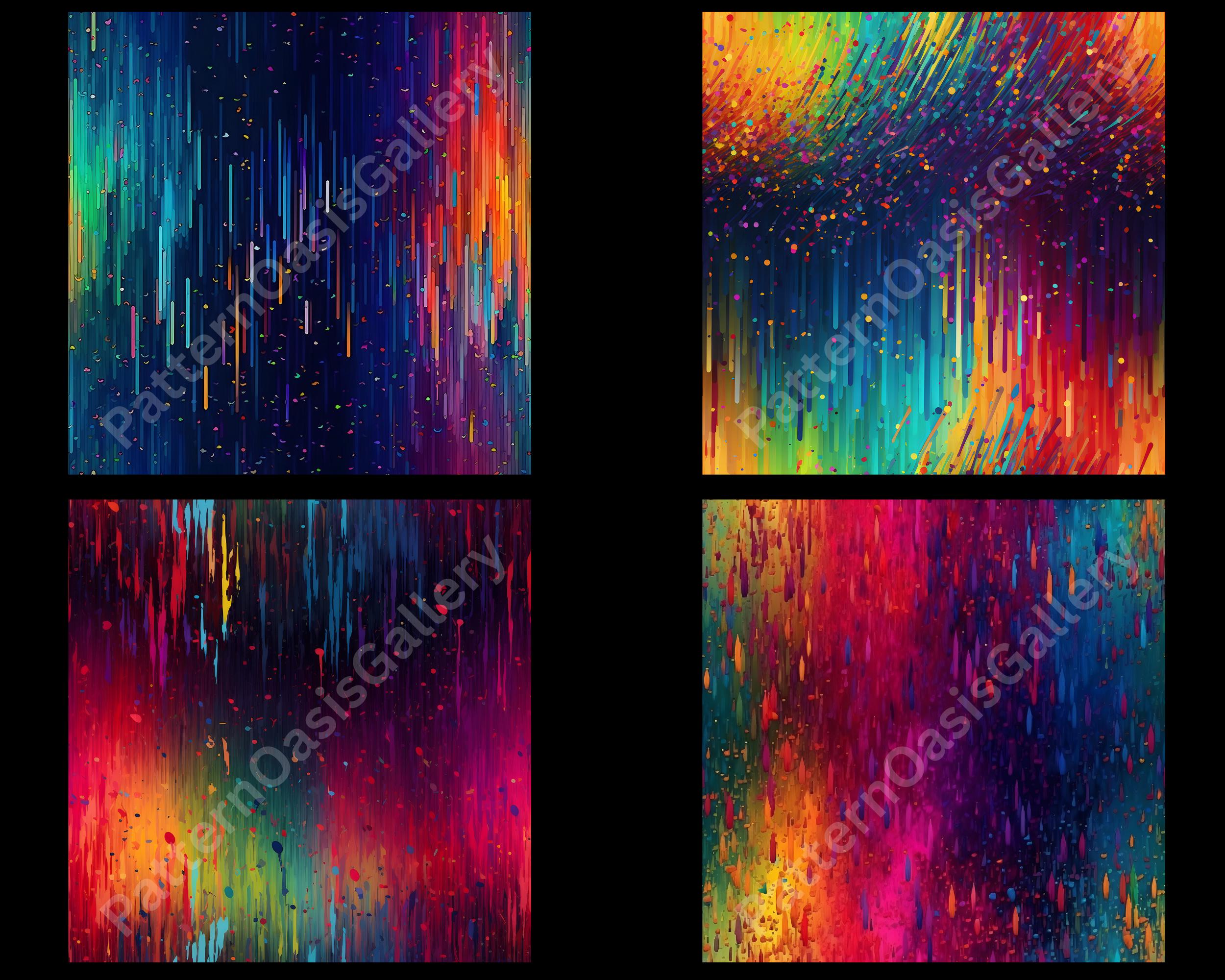 Rainbow Drip Seamless Digital Paper, Rainbow Splatter Patterns ...