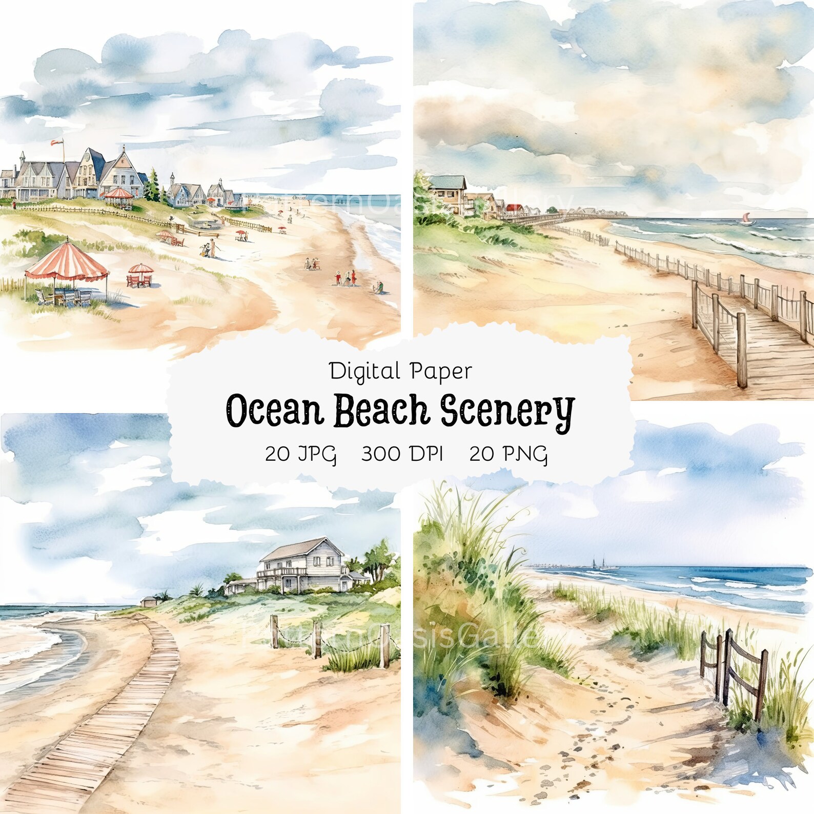 20 Beach Coastal Clipart, Beach Clipart, Coastal Scenery, Printable ...