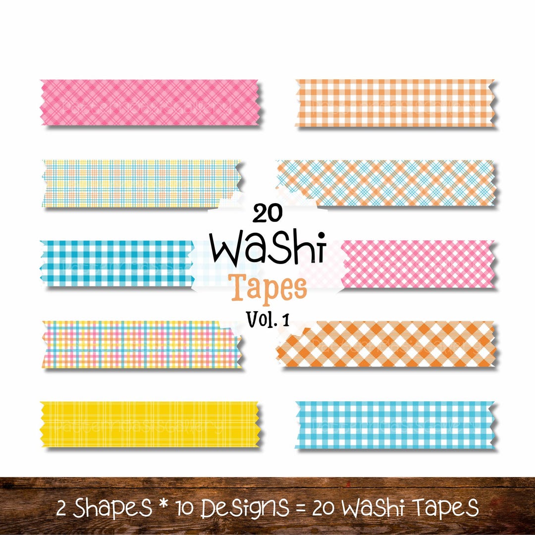 Digital Washi Tape Clipart, Spring Plaid, Washi Tape for Digital ...