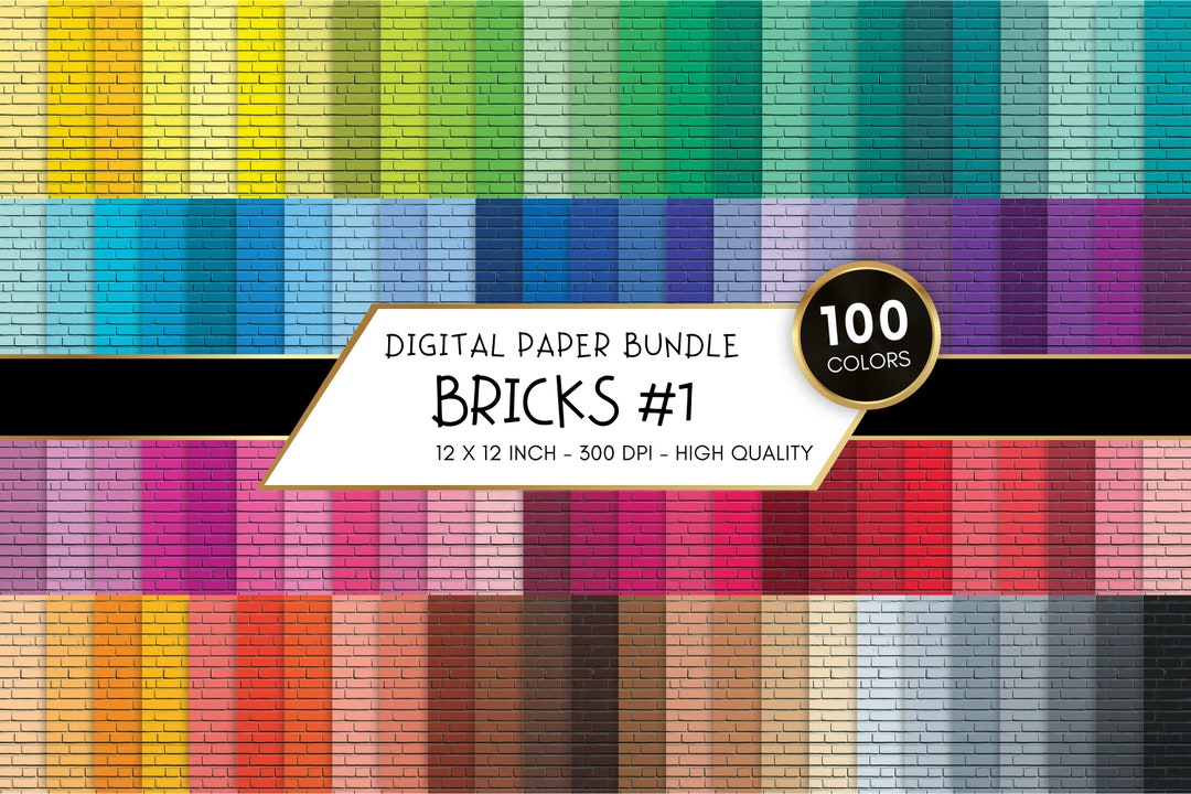 100 Bricks Digital Papers, Commercial, Brick Pattern Digital Papers ...