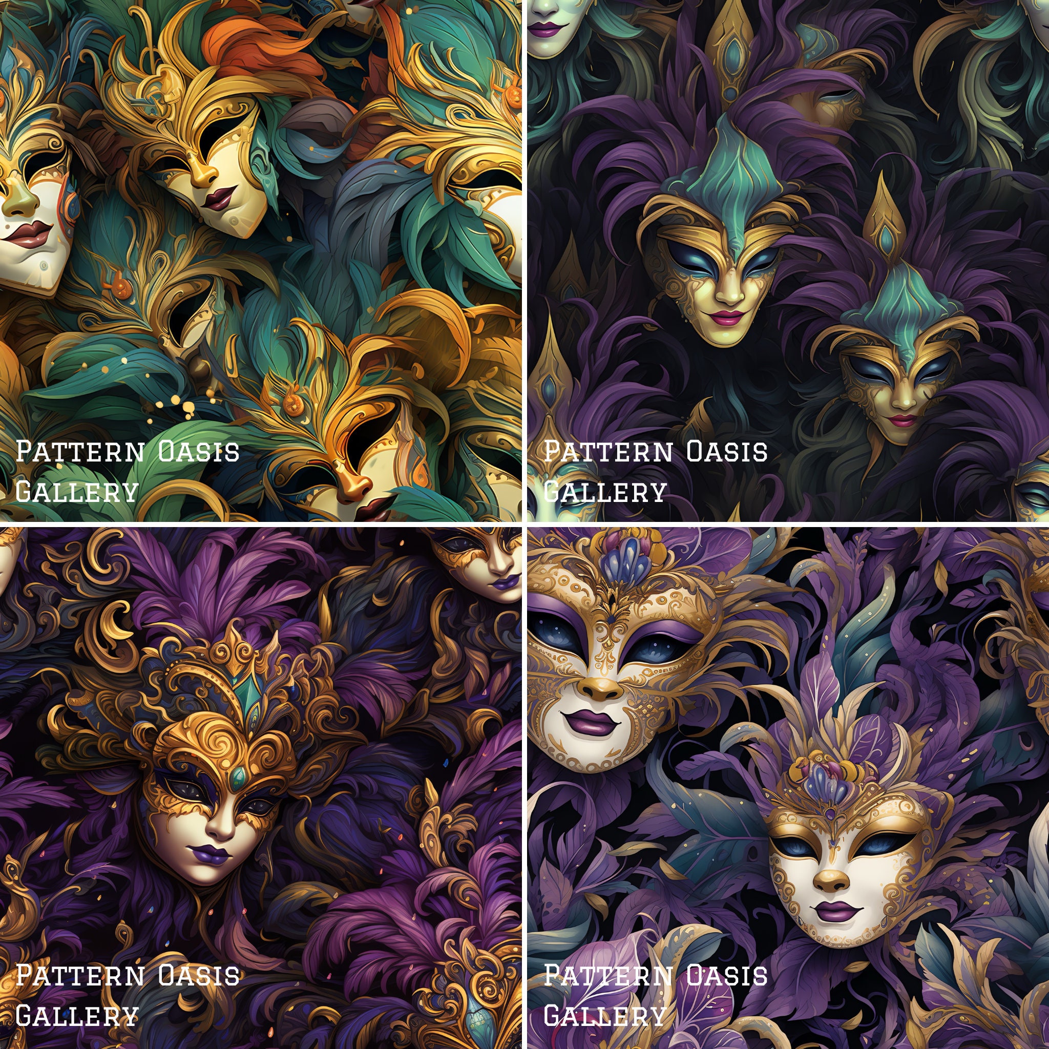 Mardi Gras Masks Seamless Digital Paper, Mardi Gras Digital Paper ...