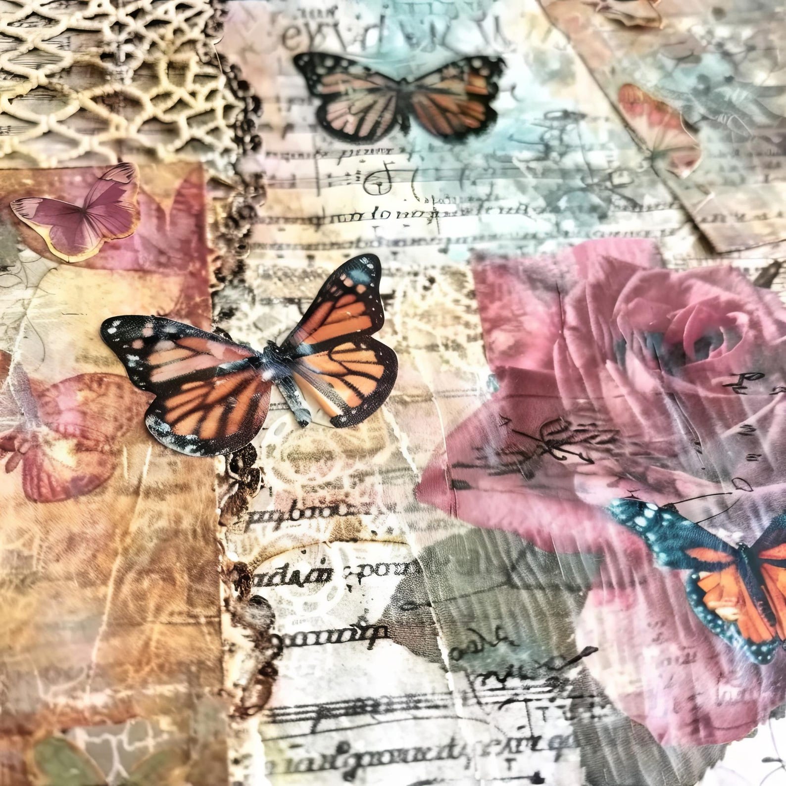 Boho Junk Journal Paper, Hippie Scrapbook Paper, Distressed Bohemian ...