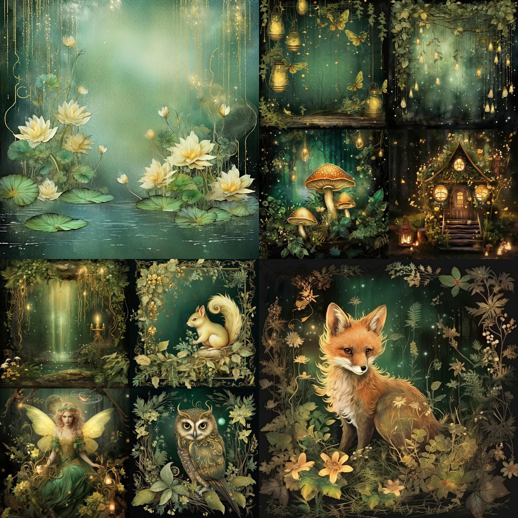 Mysterious Forest Digital Paper, Enchanted Forest Junk Journal Pages ...