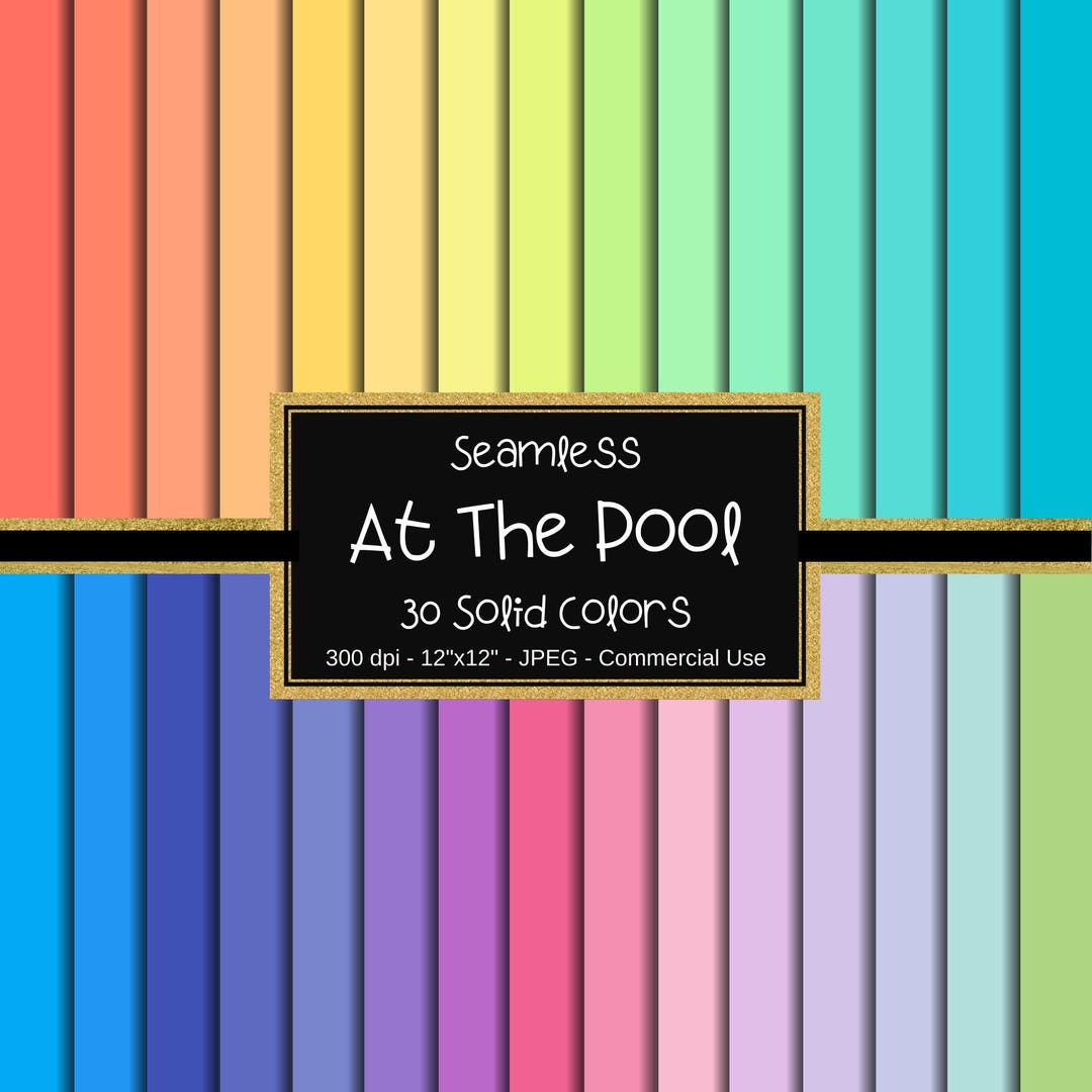 At the Pool Solid Color Digital Paper Pack, Solid Background, Base ...