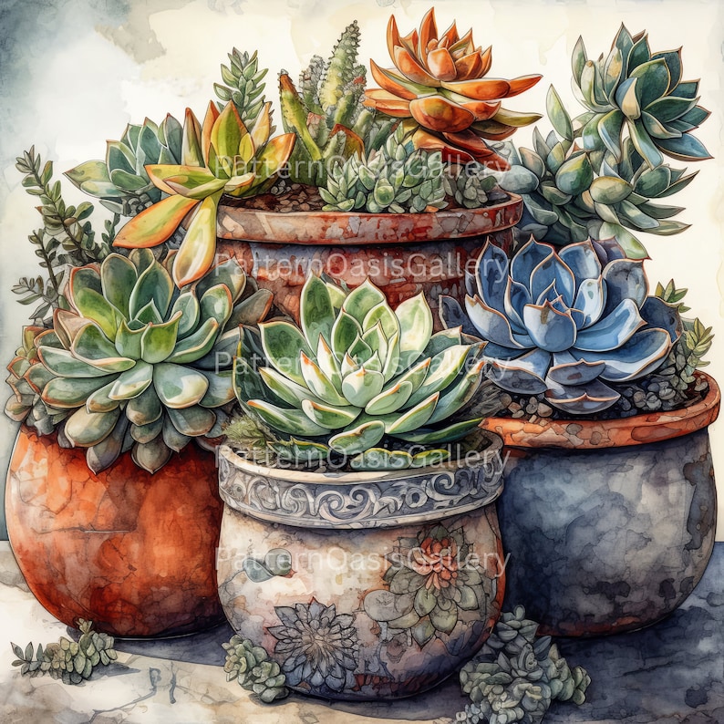 20 Designs of Succulents and Cacti Clipart, Watercolor Cactus, Cactus ...