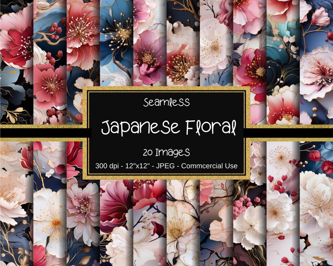 Japanese Floral Scrapbook Paper – Seamless Alcohol Ink Patterns ...