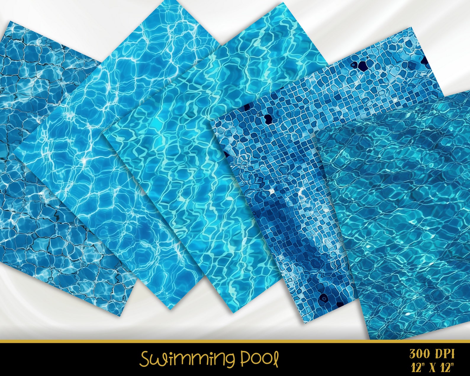 Swimming Pool Seamless Digital Paper, 20 Designs, 12"x12", Scrapbooking ...