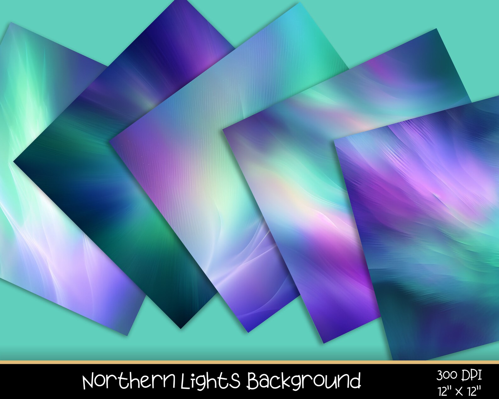 Northern Lights Digital Paper, Northern Lights Backgrounds, Aurora ...