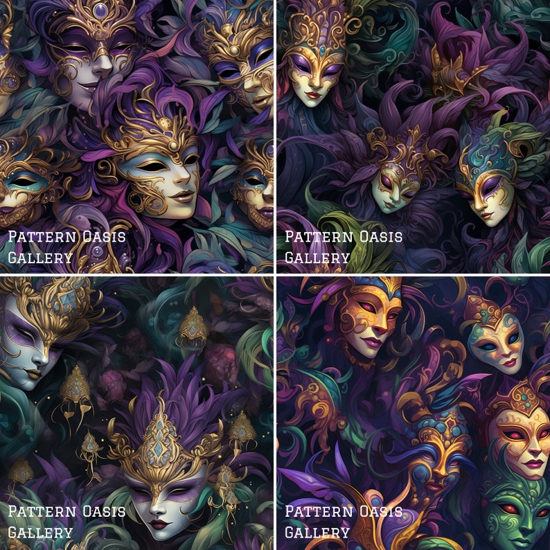 Mardi Gras Masks Seamless Digital Paper, Mardi Gras Digital Paper ...