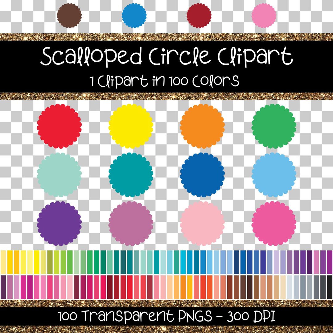 Scalloped Circle Clipart, Rainbow Colors, Circle Icon, Supplies ...