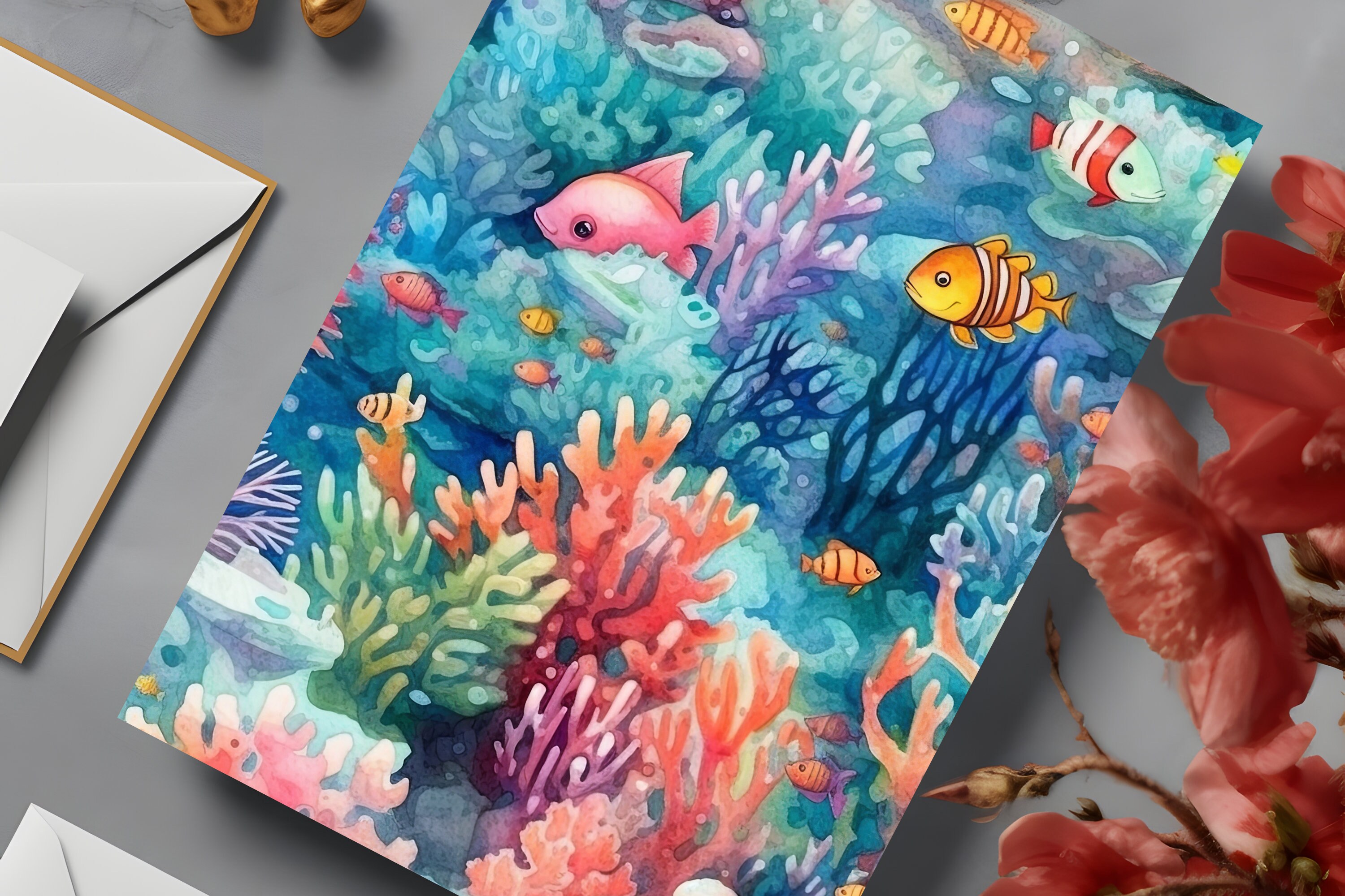 Underwater World Digital Paper, Under the Sea Background, Nature Ocean ...