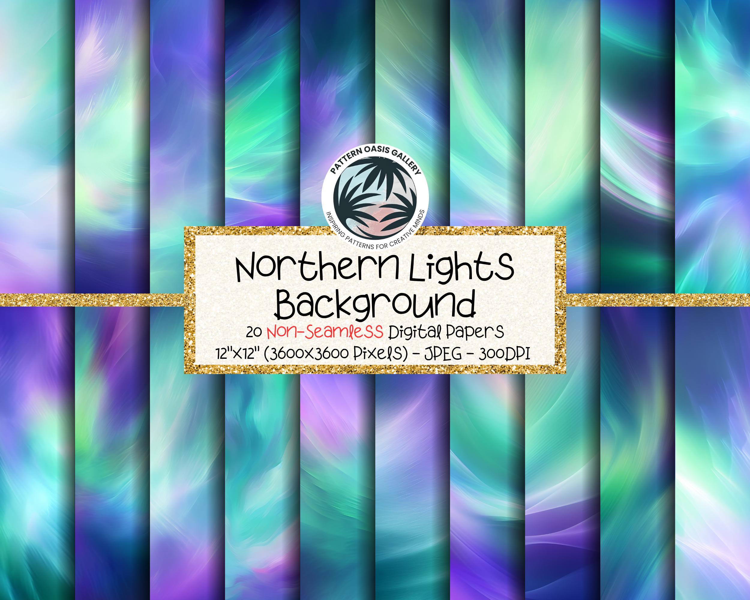 Northern Lights Digital Paper, Northern Lights Backgrounds, Aurora ...