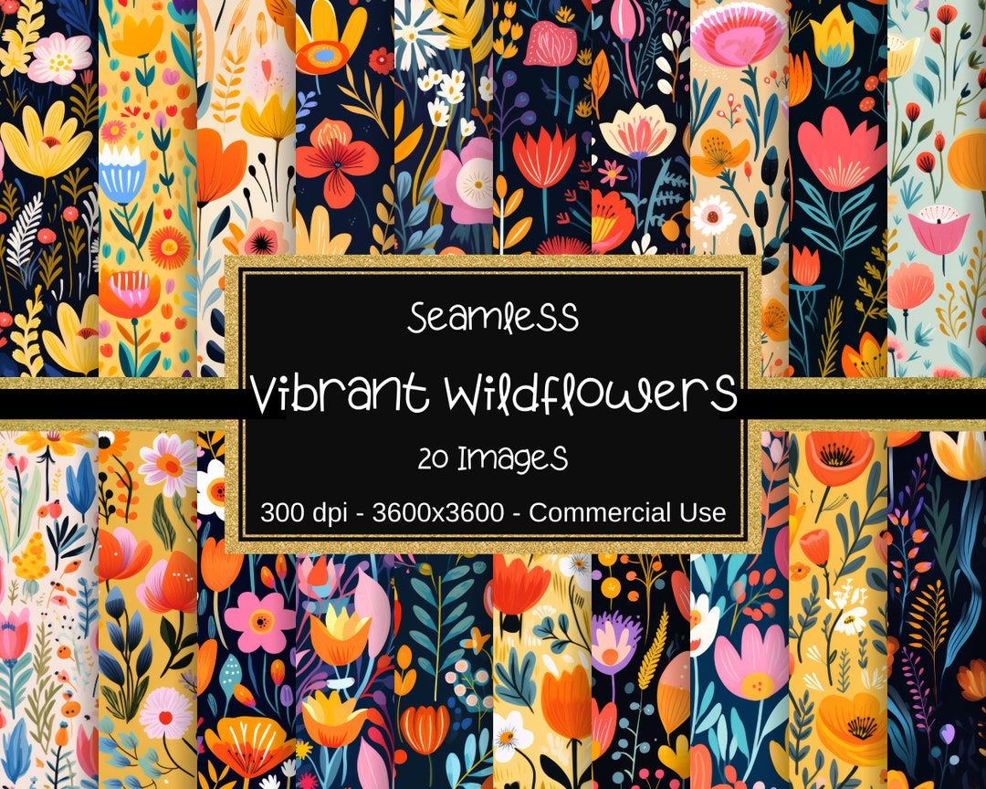 Seamless Wildflower Digital Papers, Wildflower Patterns, Floral Pattern ...