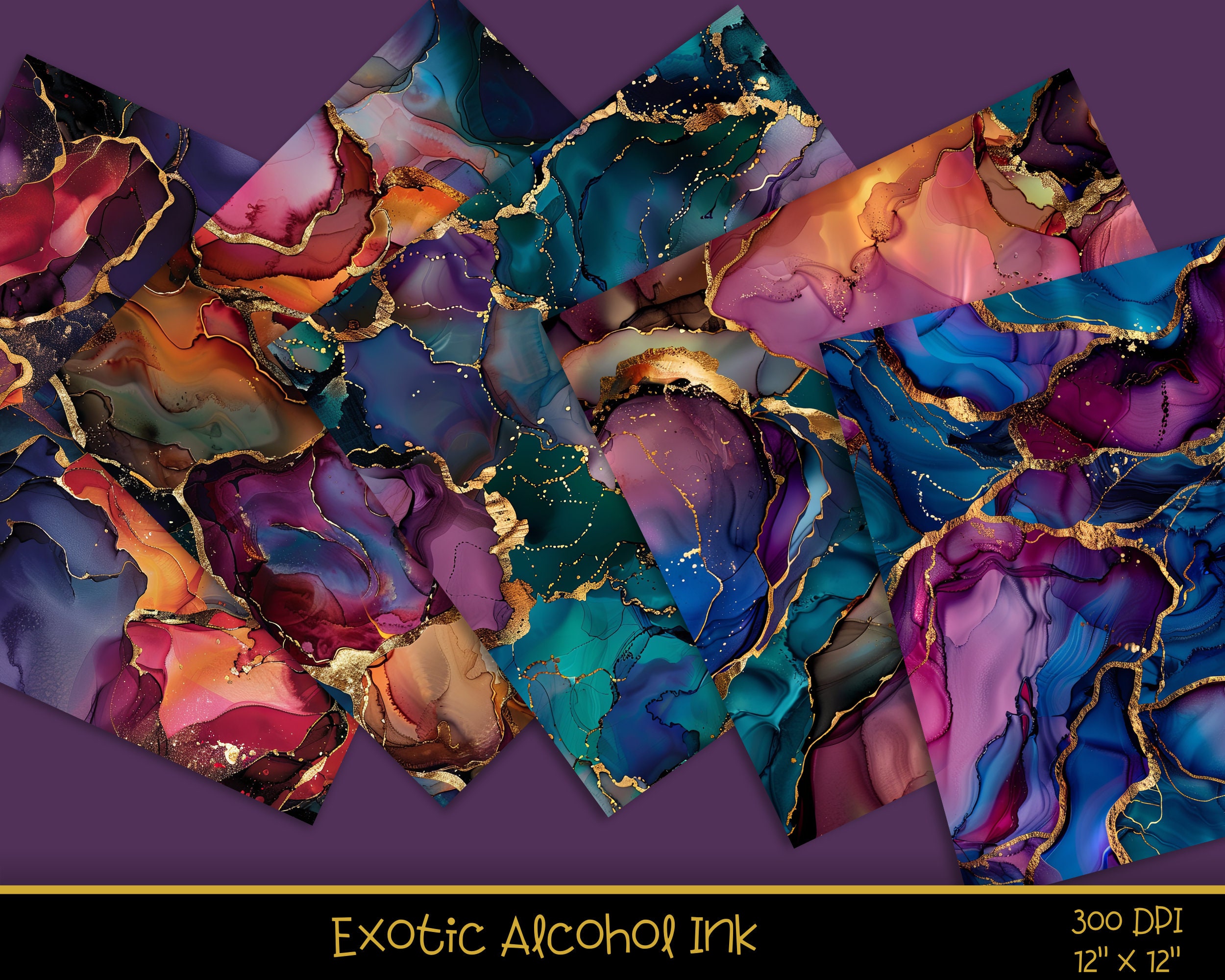 Alcohol Ink SEAMLESS Exotic Patterns, Alcohol Ink Digital Paper, 20 ...