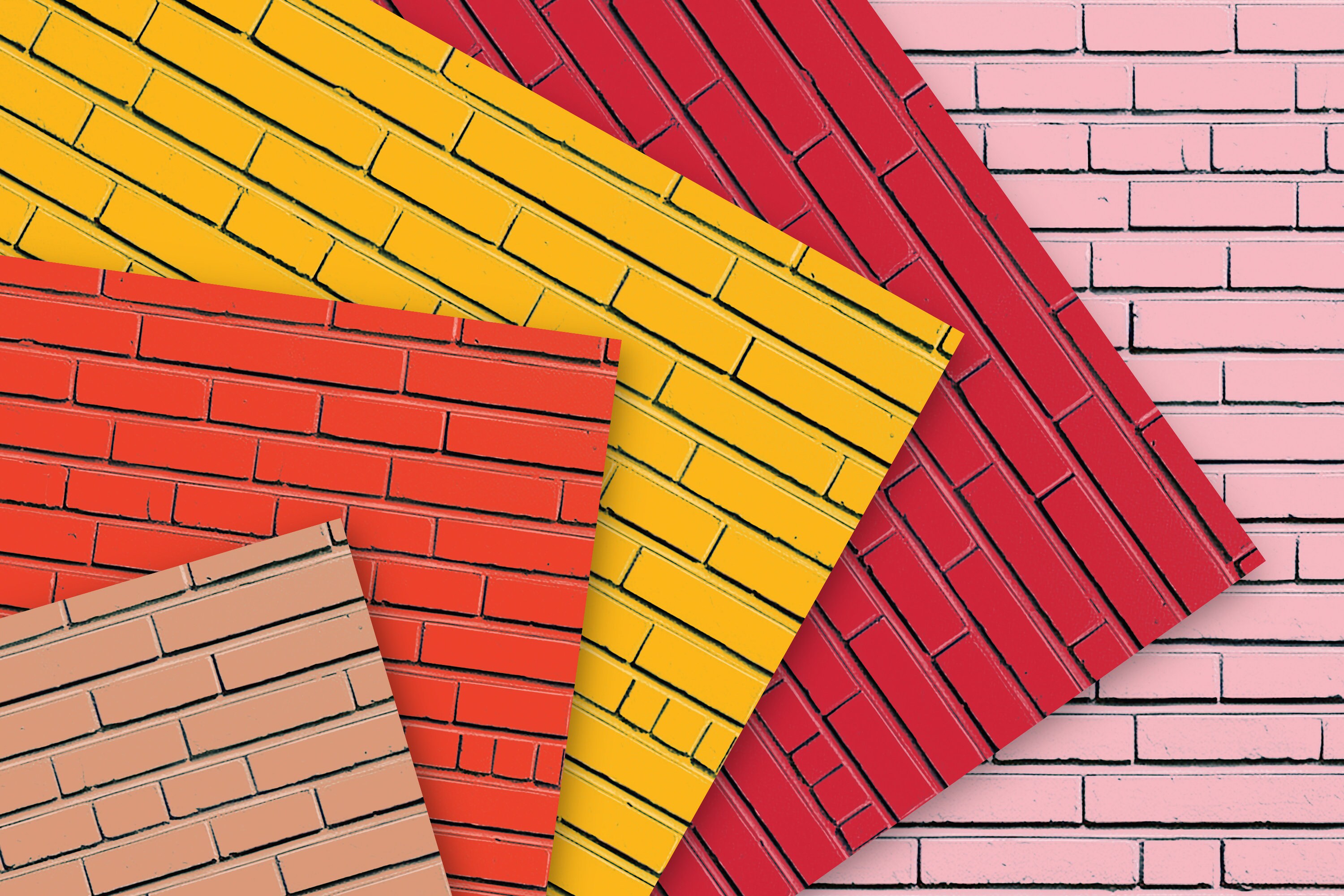 100 Bricks Digital Papers, Commercial, Brick Pattern Digital Papers ...