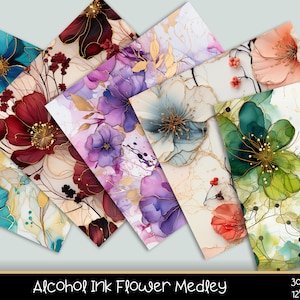 Alcohol Ink Flowers Seamless Digital Paper, Floral Background, 20 ...