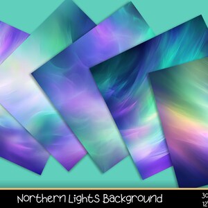 Northern Lights Digital Paper, Northern Lights Backgrounds, Aurora ...