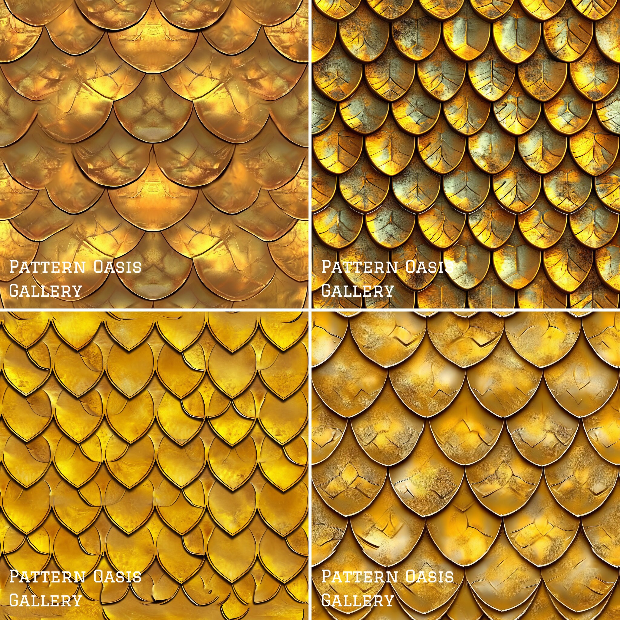 Dragon Scales Seamless Digital Paper, Yellow Bronze Dragon Scales ...