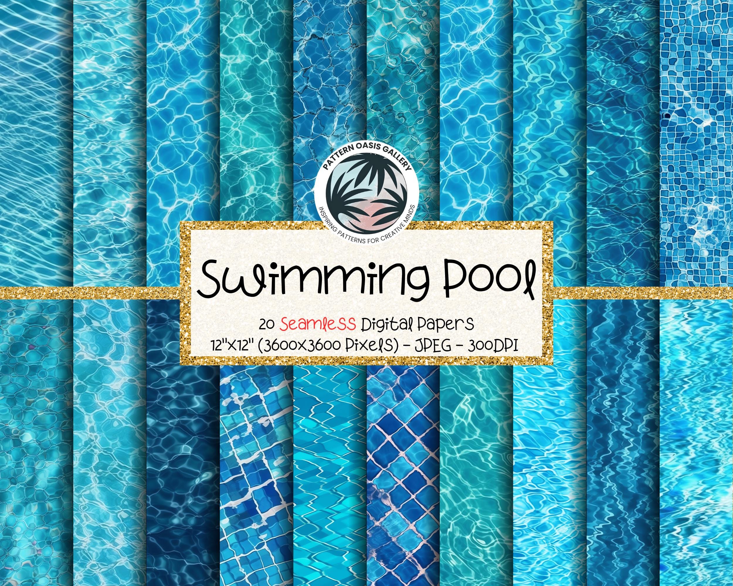 Swimming Pool Seamless Digital Paper, 20 Designs, 12"x12", Scrapbooking ...