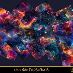 Nebulae Seamless Digital Paper, Galaxy Nebula and Star Background, 20 ...