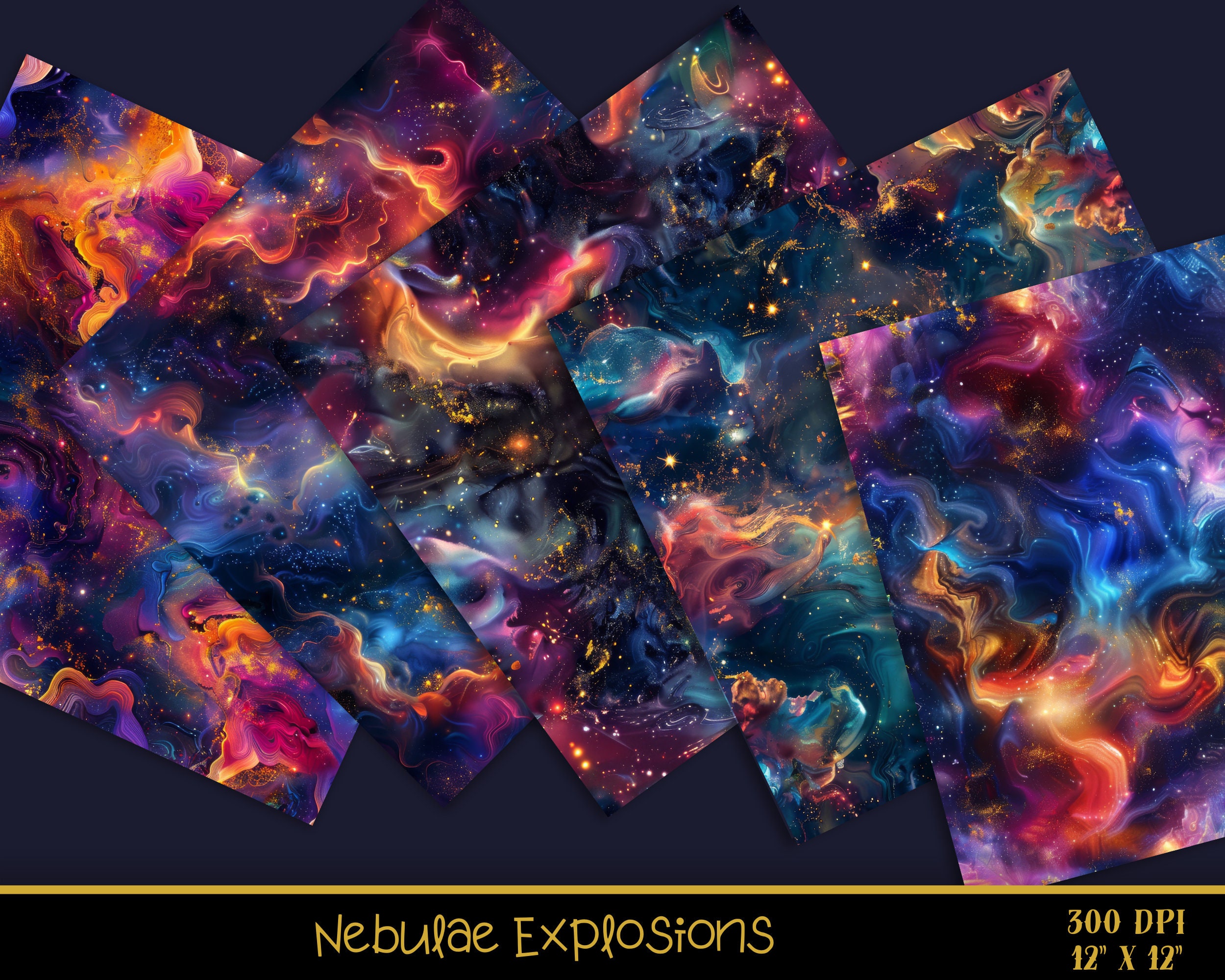 Nebulae Seamless Digital Paper, Galaxy Nebula and Star Background, 20 ...
