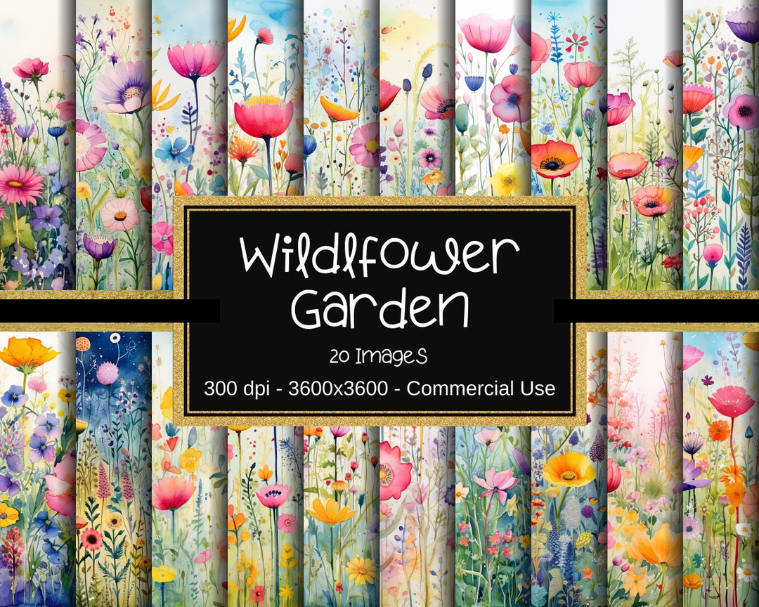 Flowers Digital Paper, Watercolor Flower, 12"x12, 20 Images, Floral ...