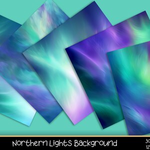 Northern Lights Digital Paper, Northern Lights Backgrounds, Aurora ...