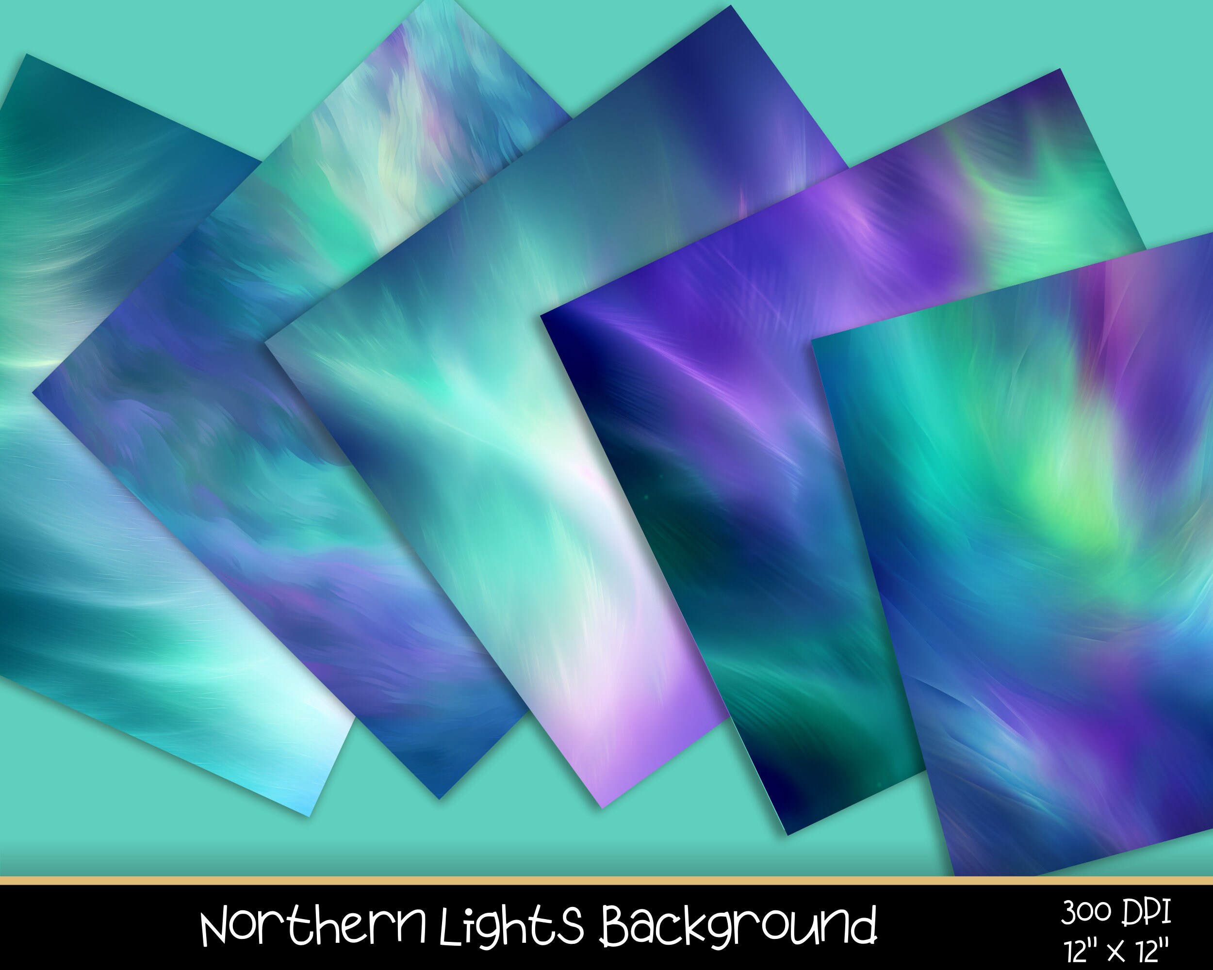 Northern Lights Digital Paper, Northern Lights Backgrounds, Aurora ...