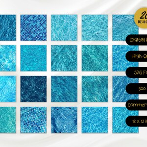 Swimming Pool Seamless Digital Paper, 20 Designs, 12"x12", Scrapbooking ...