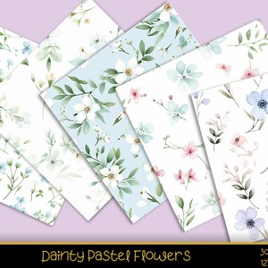 Dainty Pastel Flowers Seamless Digital Papers, Floral Watercolor ...