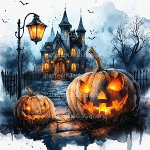 20 Haunted House Clipart, Haunted Mansion Watercolor Clipart, Jpegs ...