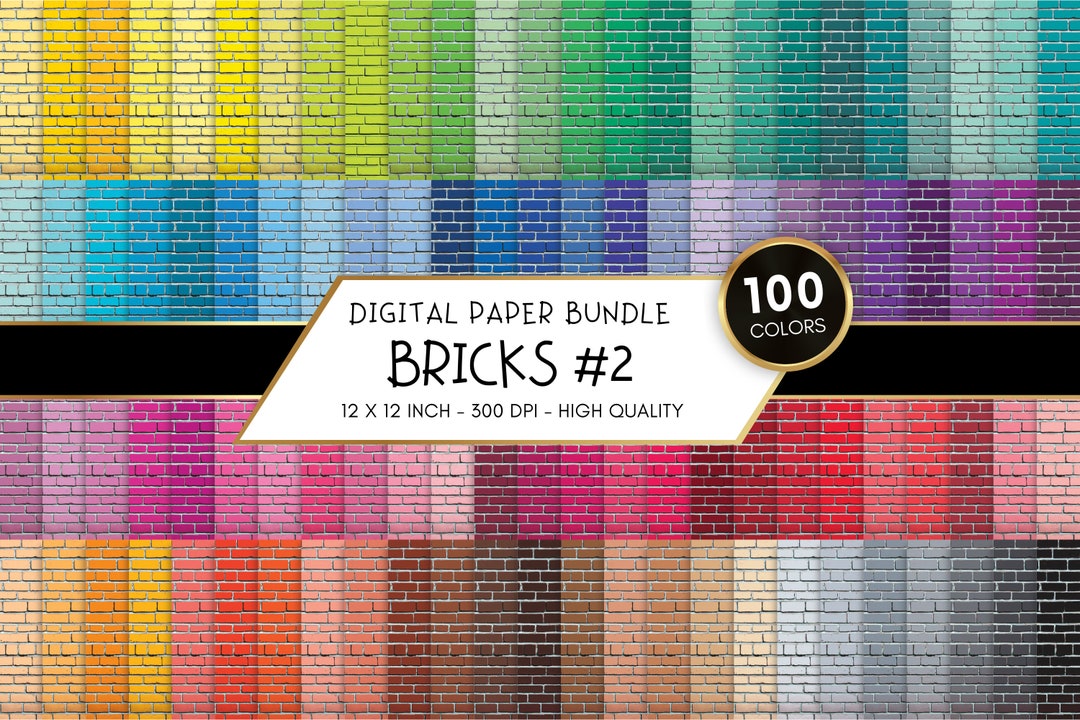 100 Bricks Digital Papers, Commercial, Brick Pattern Digital Papers ...