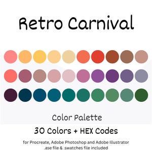 Retro Carnival Digital Color Palette, iPad Procreate, Adobe Photoshop ...