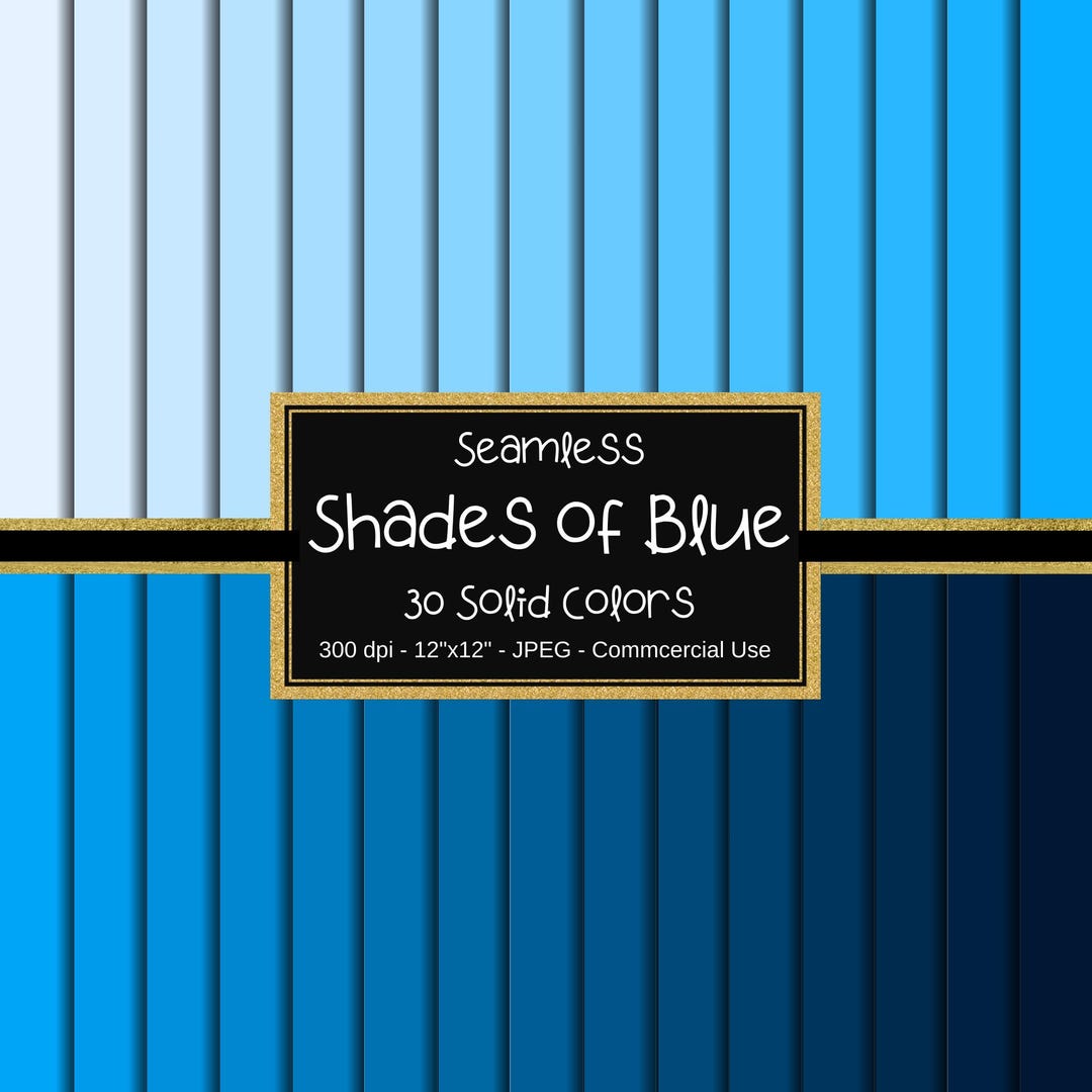 Shades of Blue Solid Color Digital Paper Pack, Solid Background, Base ...