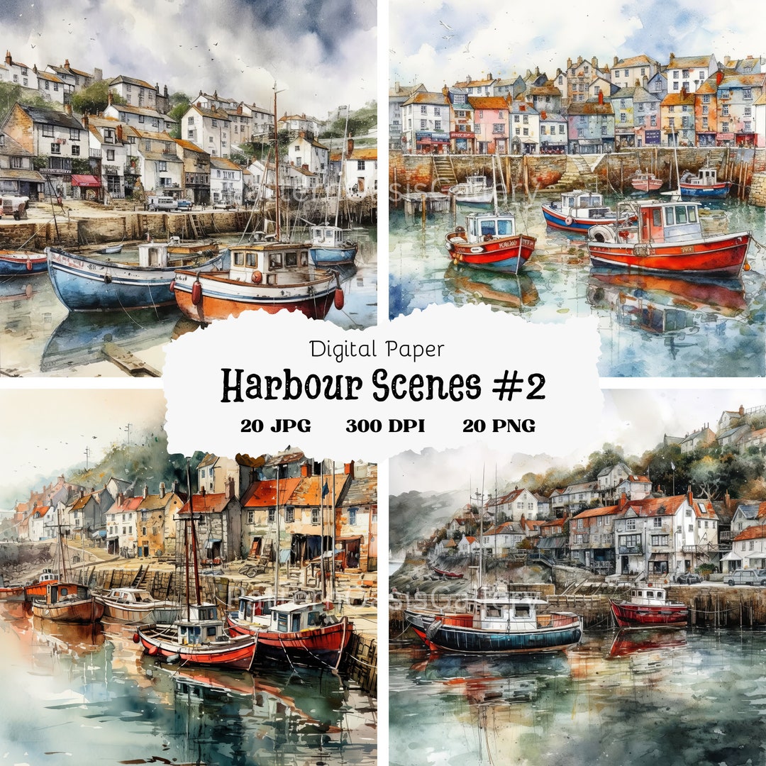 20 Harbour Scenes Clipart, Harbour Images, 20 High Quality Designs ...
