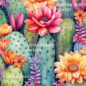 Cactus Delight Seamless Patterns, Watercolor Cactus Digital Paper, 12 ...