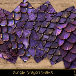 Dragon Scales Seamless Digital Paper, Purple Bronze Dragon Scales ...