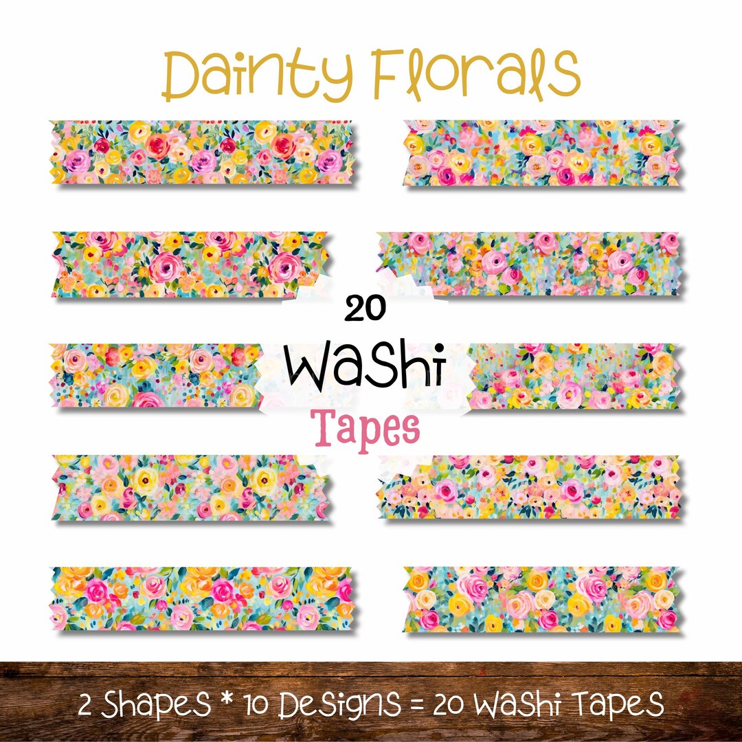 Digital Washi Tape Clipart, Dainty Florals, Washi Tape for Digital ...