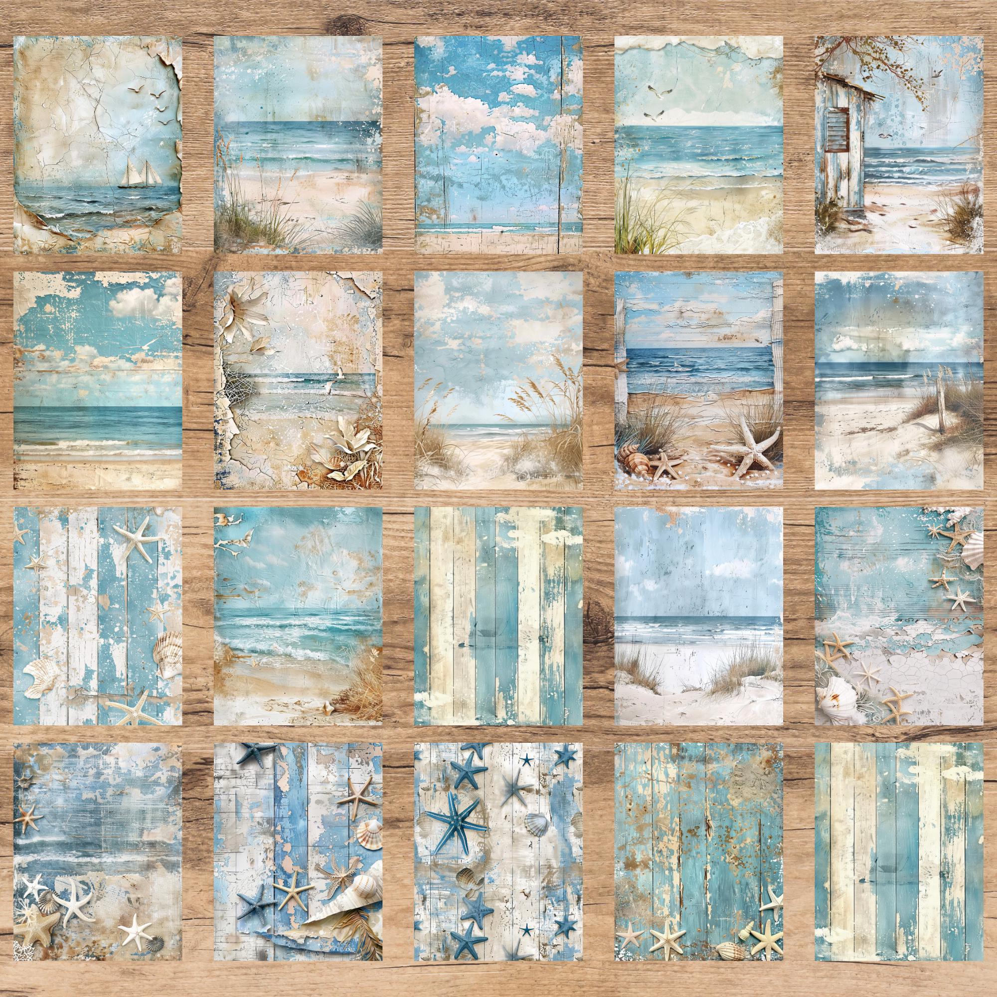 Ocean Junk Journal Pages, Full and Half Papers, Beach Shabby Chic ...