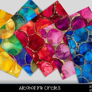 Alcohol Ink Circles SEAMLESS Patterns, Colorful Alcohol Ink Digital ...