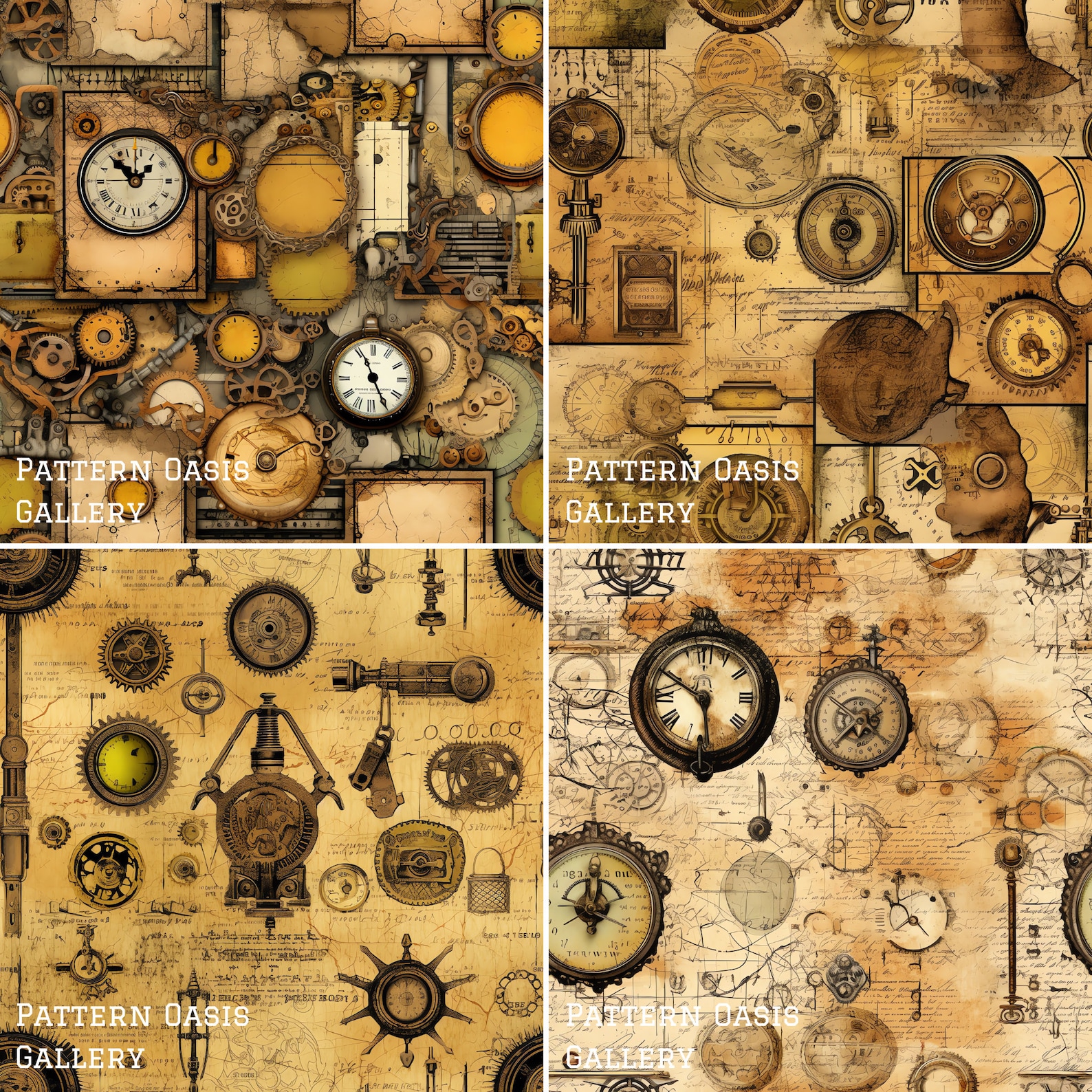 Grunge Steampunk Seamless Digital Paper, Steampunk Patterns, Steampunk ...