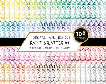 100 Colors Digital Papers: Paint Splatter #1, Paint, Splash, Stain ...