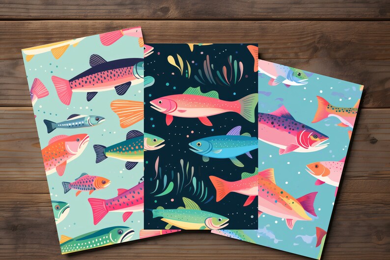 Trout Fishing Digital Paper Pack - Set of 20 High-quality, Instant ...
