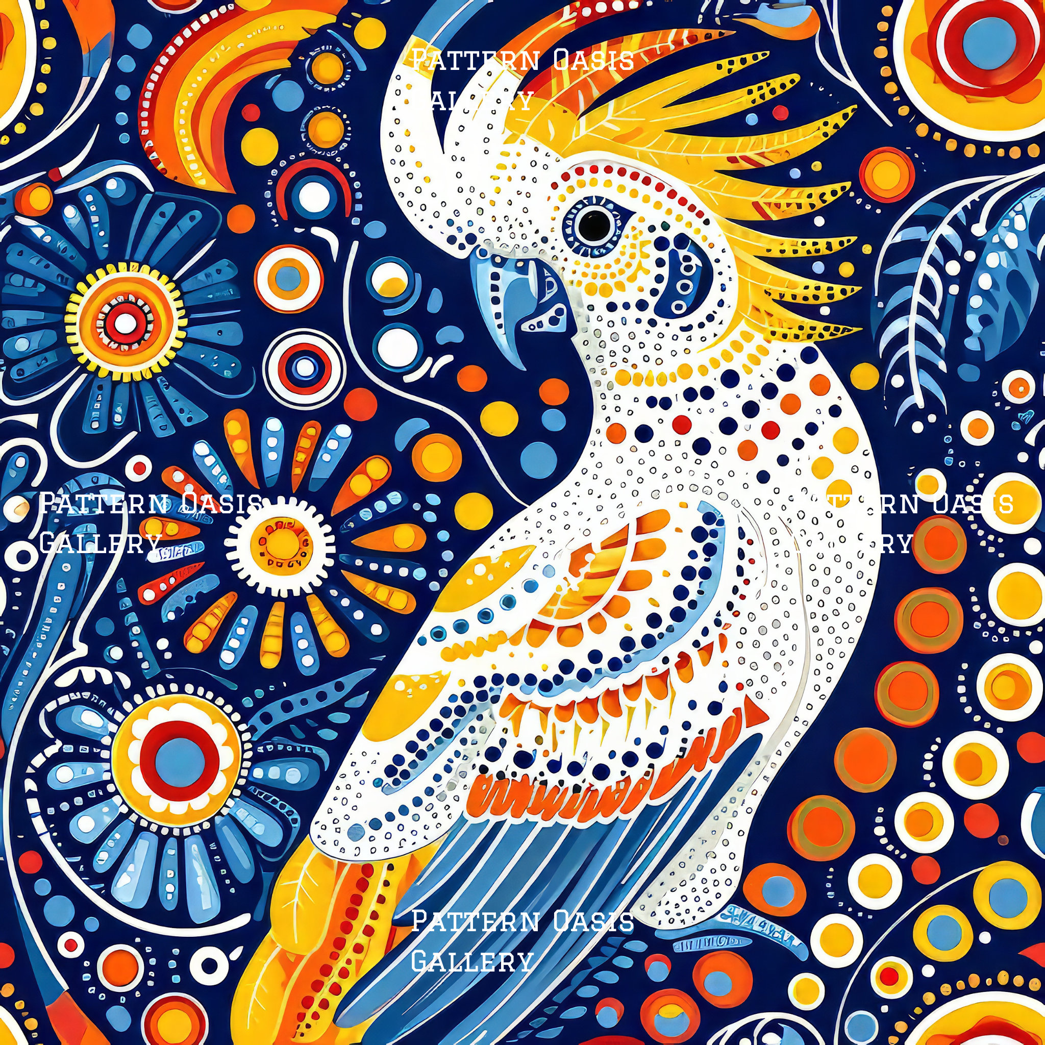 Aboriginal Art Cockatoo Digital Paper, Seamless Bird Pattern, Tribal ...