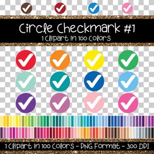 100 Circle Checkmark Clipart, Check Mark Clipart, Colorful, Rainbow ...