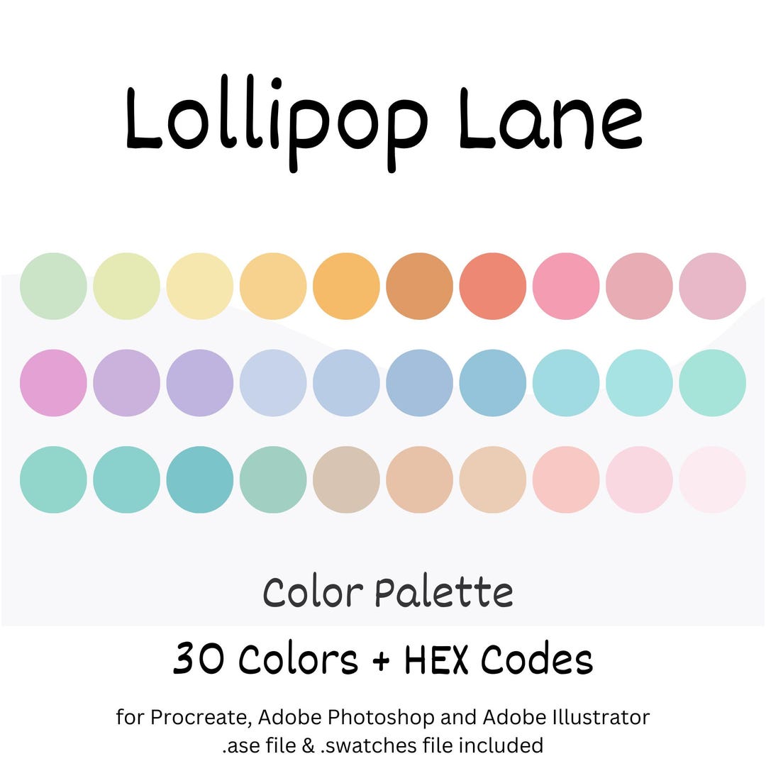 Lollipop Lane Digital Color Palette, iPad Procreate, Adobe Photoshop ...