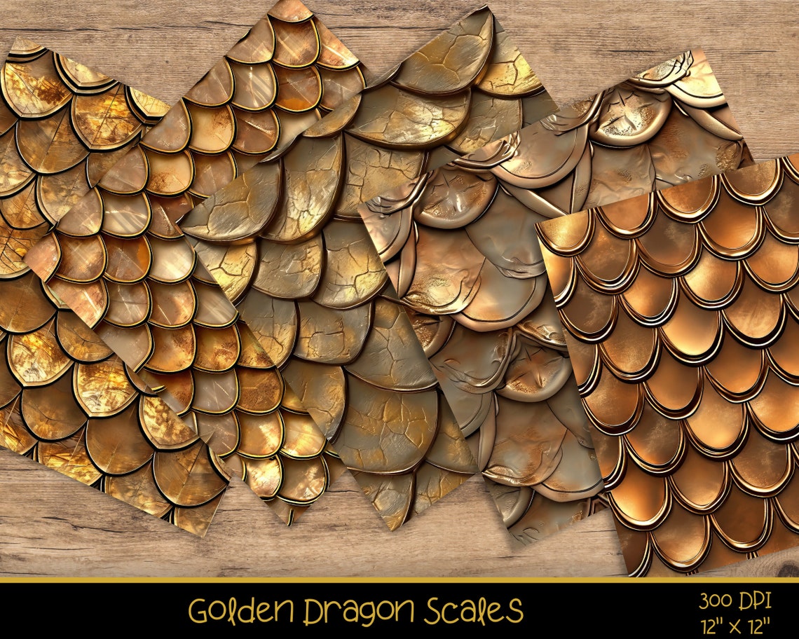 Dragon Scales Seamless Digital Paper, Golden Bronze Dragon Scales ...