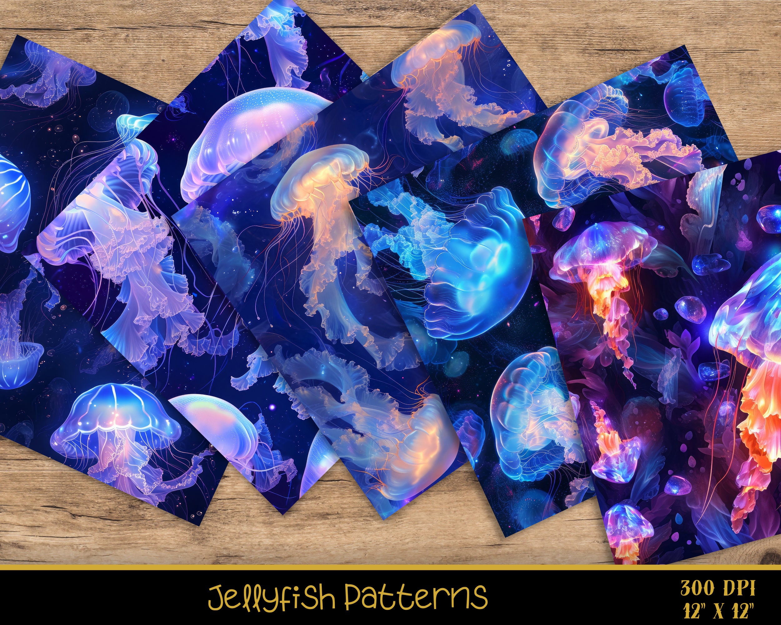 Jellyfish Seamless Digital Paper, Seamless Pattern, 20 Designs, Digital ...